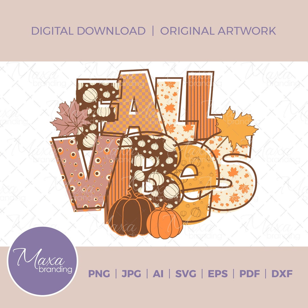 Fall Sublimation SVG Pattern Clipart With Pumpkin and Maple - Etsy