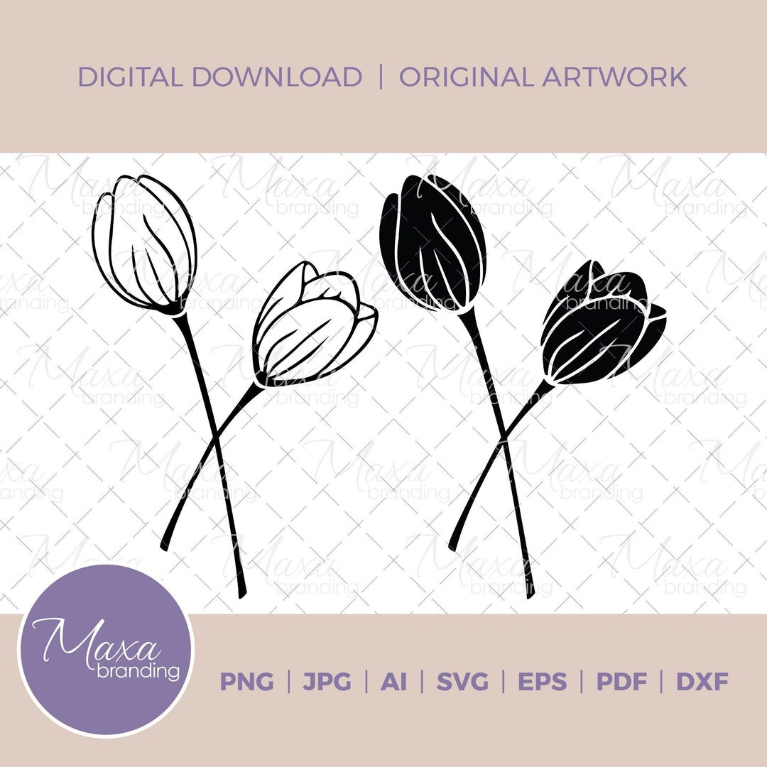Tulip Flowers Clipart in Svg, Png, Dxf, Jpg, Pdf, Ai, Eps. Simple ...