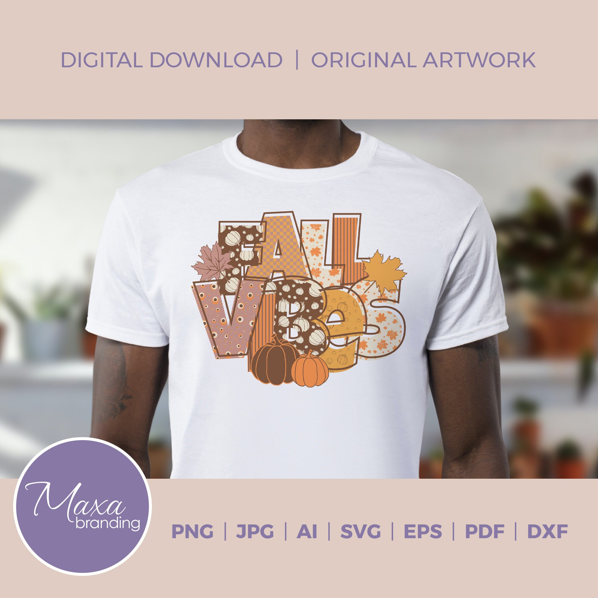 Fall Sublimation SVG Pattern Clipart With Pumpkin and Maple - Etsy