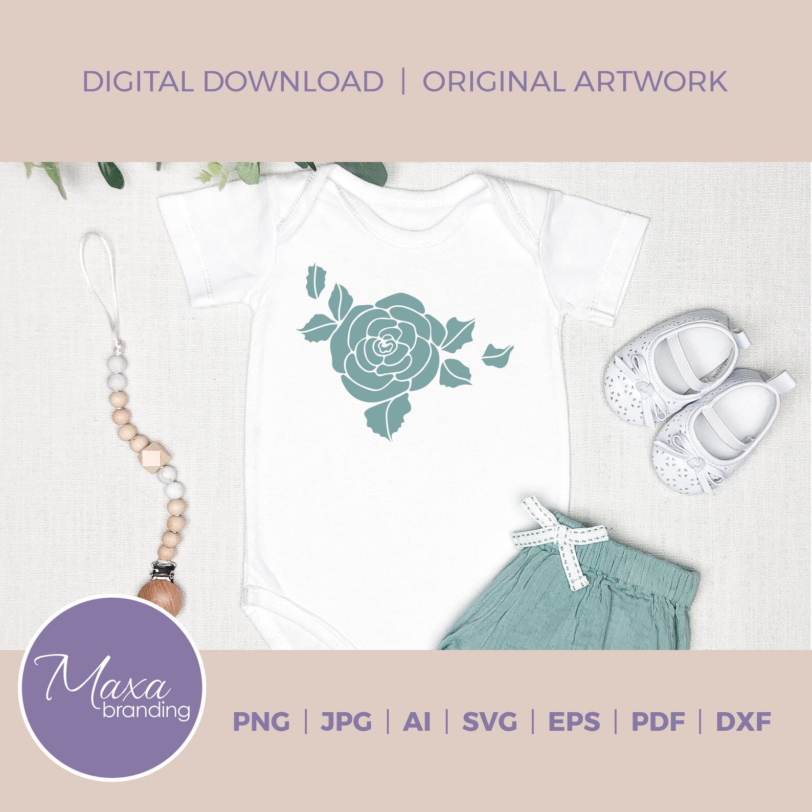 Cute Rose Flower Clipart in Svg Png Dxf Jpg Pdf Ai Eps. - Etsy