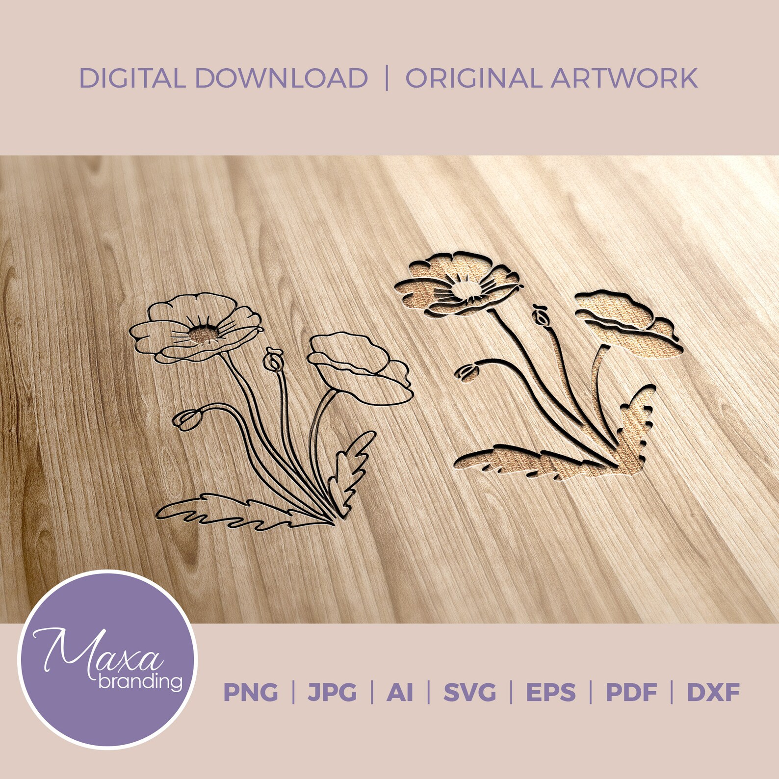 Poppy Flowers Clipart in Svg Png Dxf Jpg Pdf Ai Eps. - Etsy