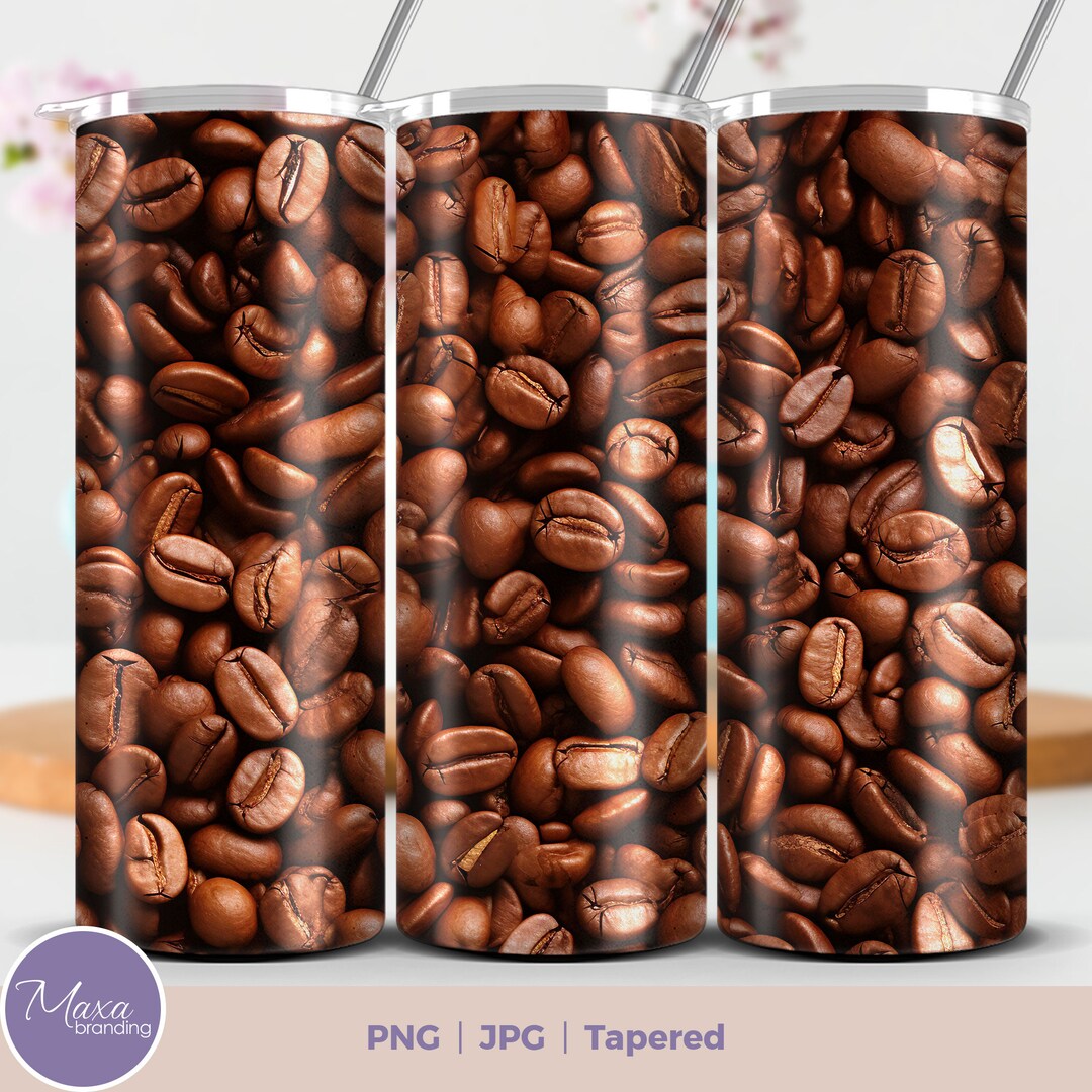 3D Coffee Beans Tumbler Wrap: 20oz Skinny Sublimation Design (digital ...
