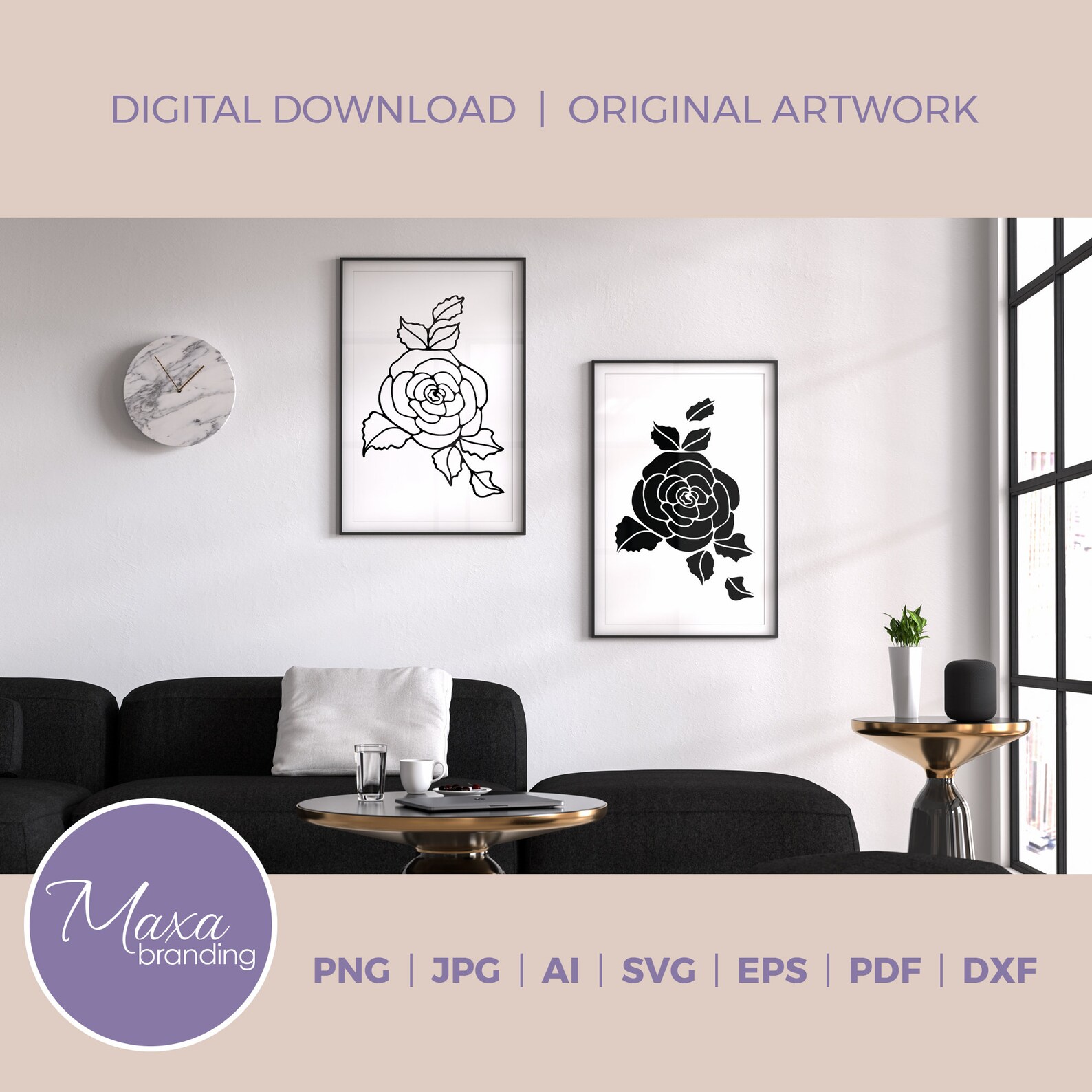 Cute Rose Flower Clipart in Svg Png Dxf Jpg Pdf Ai Eps. - Etsy