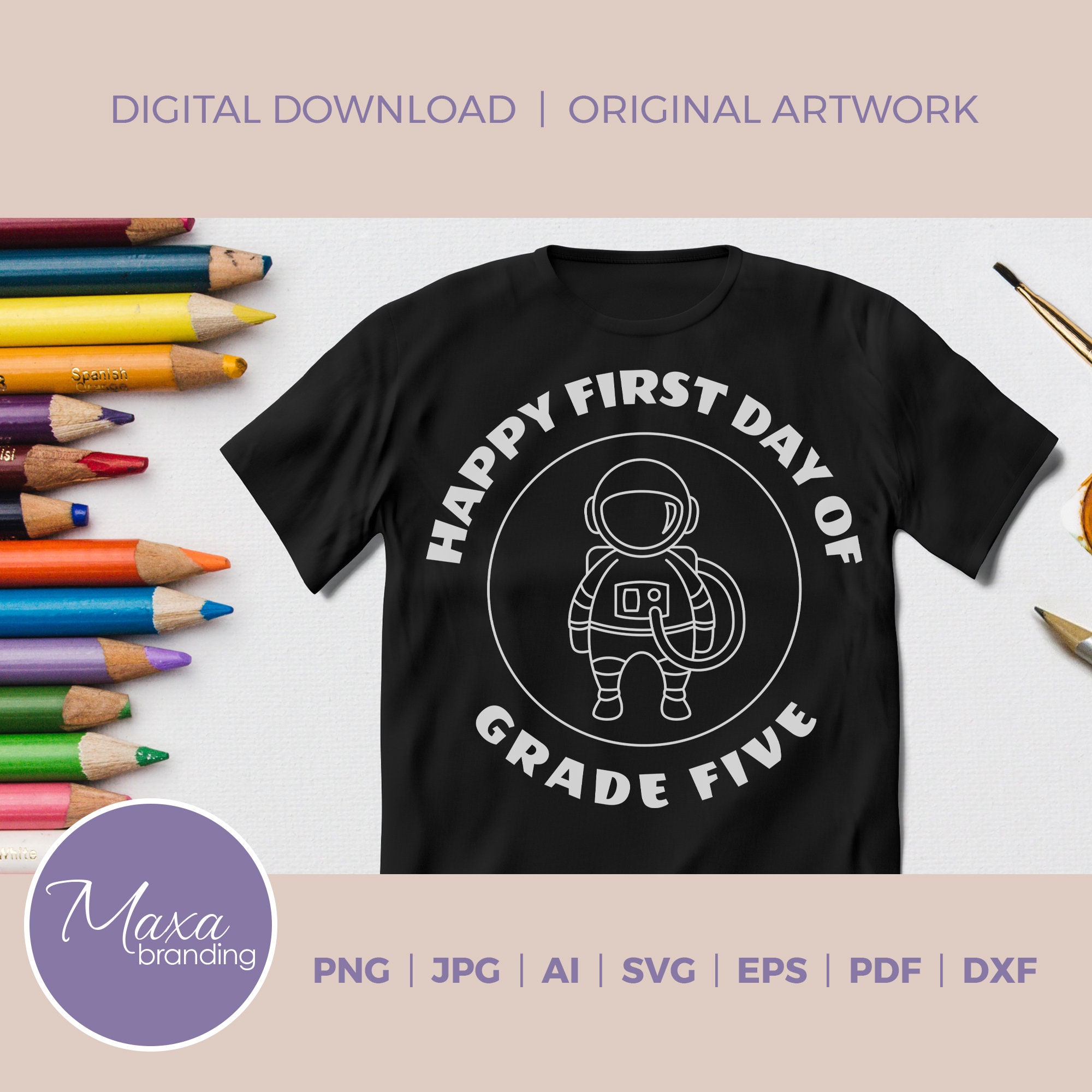 Happy First Day of 5th Grade Clipart in Svg Png Dxf Jpg Pdf Ai - Etsy