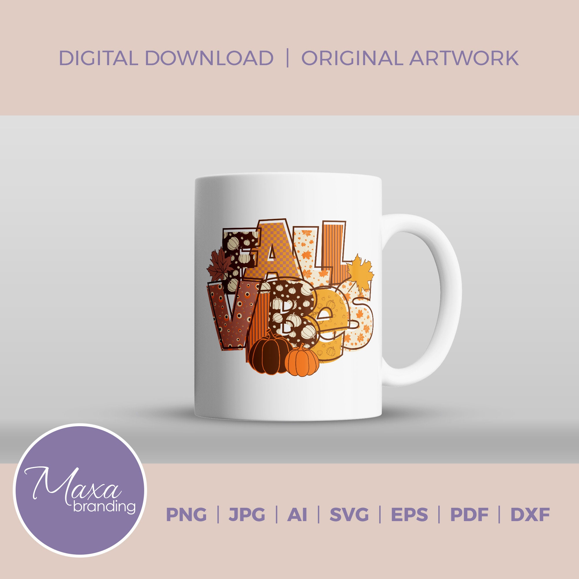 Fall Sublimation SVG Pattern Clipart With Pumpkin and Maple - Etsy