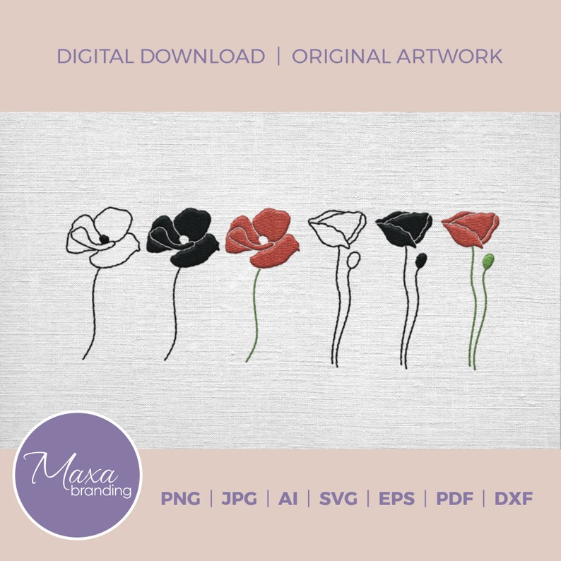 Poppy Flowers Clipart in Svg Png Dxf Jpg Pdf Ai Eps. - Etsy
