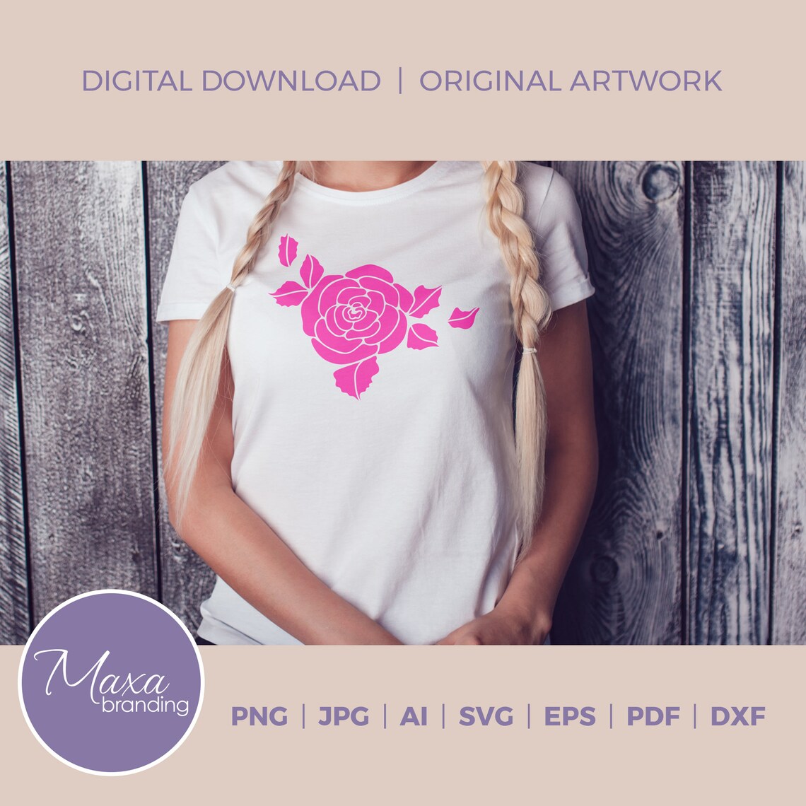 Cute Rose Flower Clipart in Svg Png Dxf Jpg Pdf Ai Eps. - Etsy