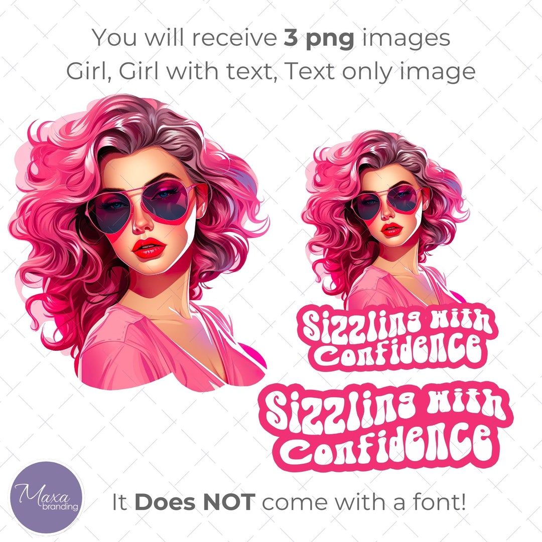 Sublimation Designs PNG. Hot Pink Girl With Glasses PNG. Digital ...