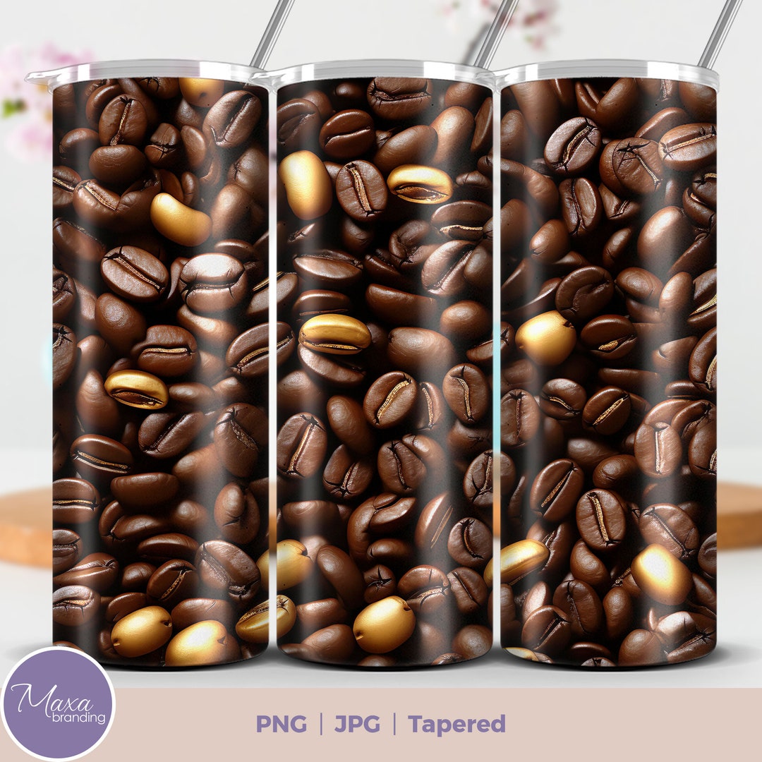3D Coffee Beans Tumbler Wrap: 20oz Skinny Sublimation Design (PNG, JPG ...