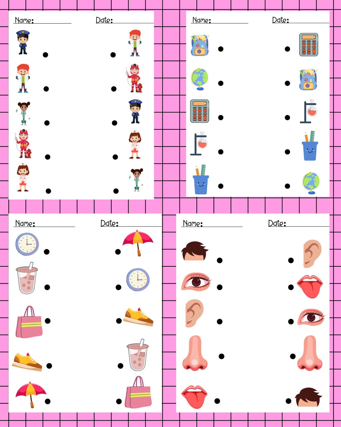 Matching Game, Preschool Worksheets, Match Pre-k, Homeschool Printables ...