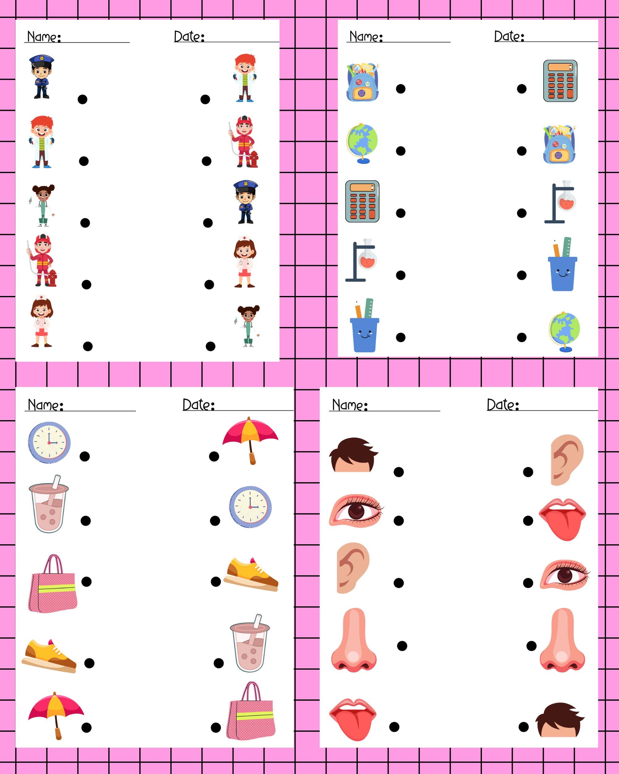 Matching Game, Preschool Worksheets, Match Pre-k, Homeschool Printables ...