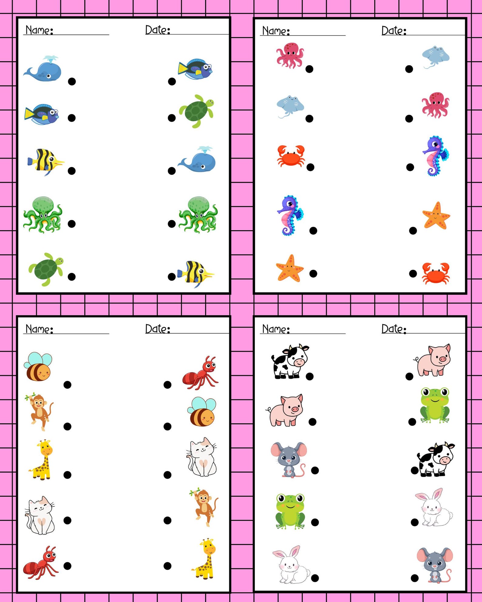Matching Game, Preschool Worksheets, Match Pre-k, Homeschool Printables ...