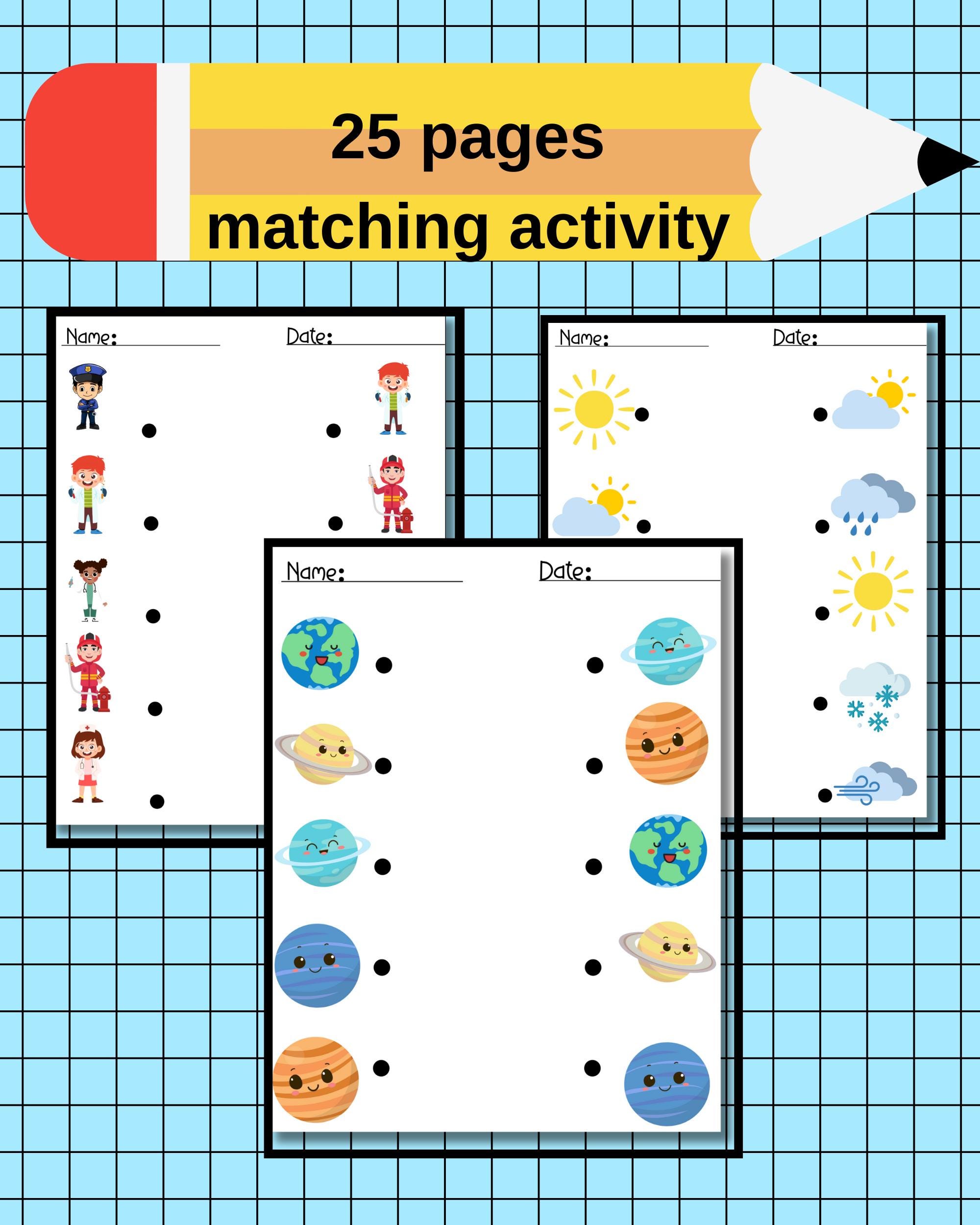 Matching Game, Preschool Worksheets, Match Pre-k, Homeschool Printables ...