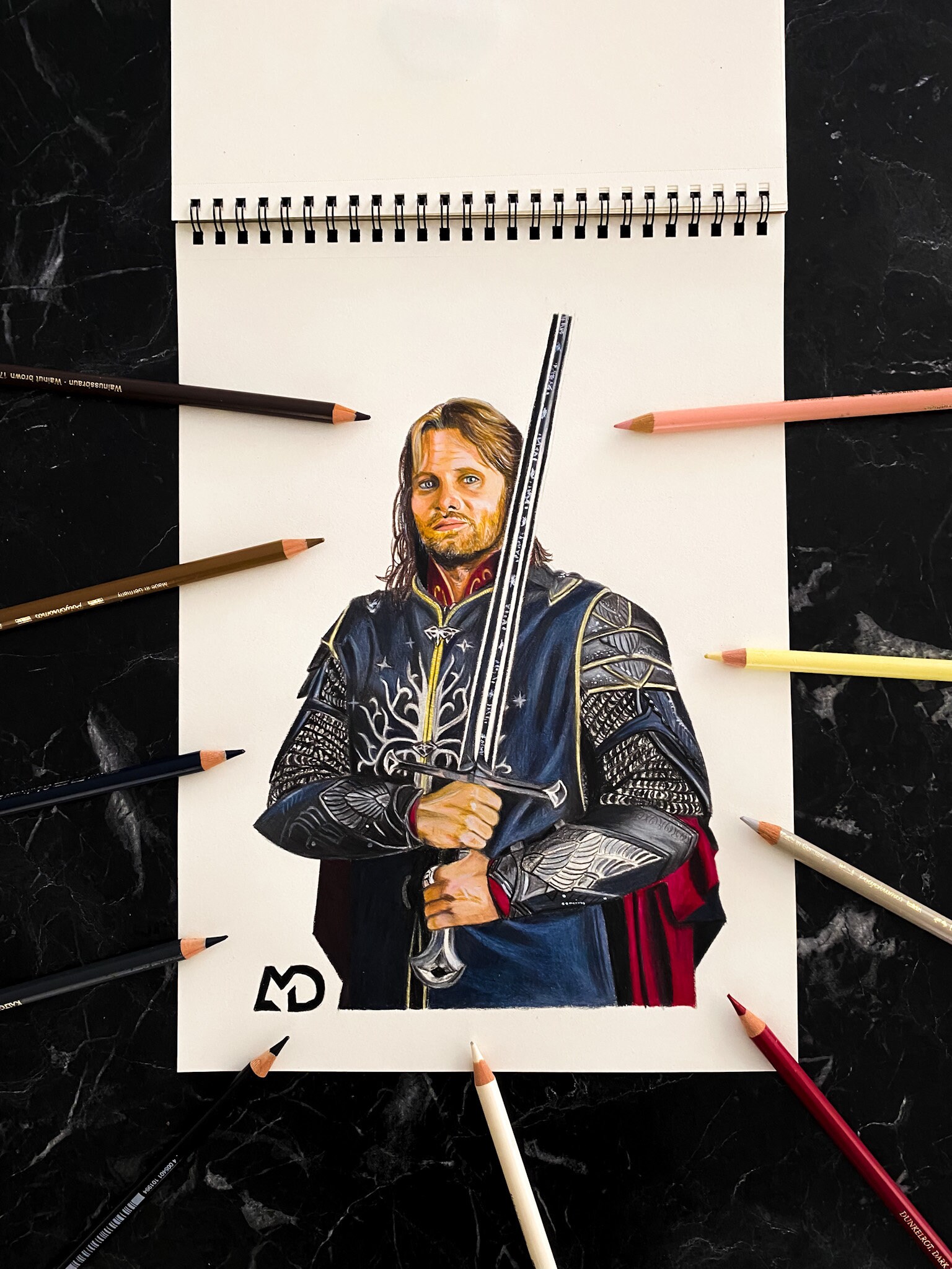 Lord of the Rings, Aragorn Elessar Hand Drawn Printable Artwork With ...