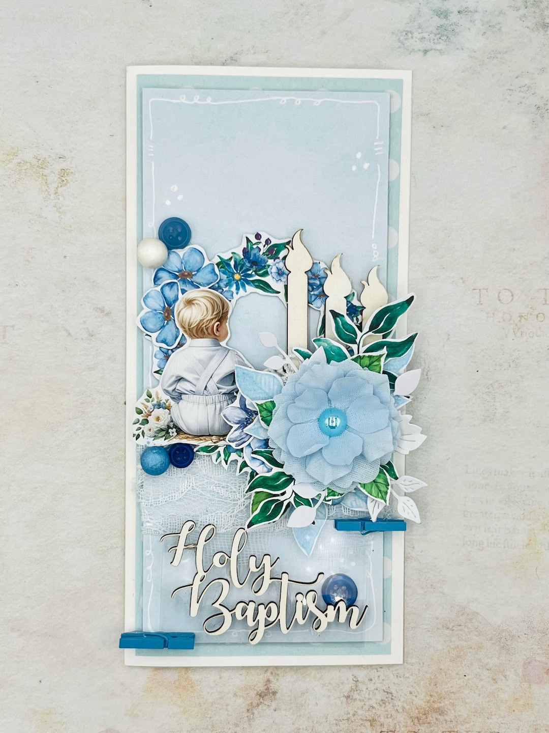 Holy Baptism Card for Boy, Christian Celebration, Religious Occasion ...