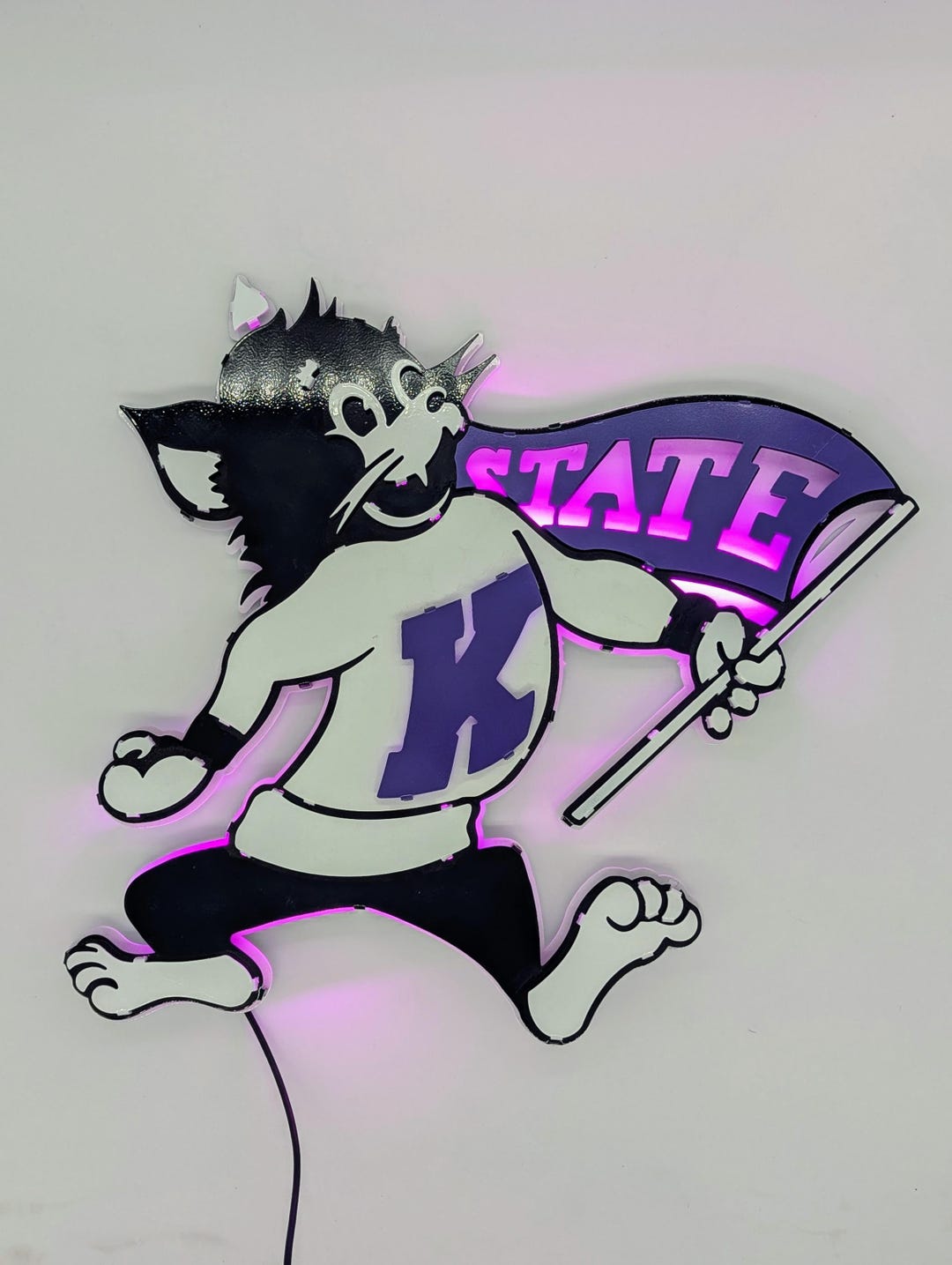 K-state Wildcat Willie - 3D Illuminated Metal Wall Art - Etsy