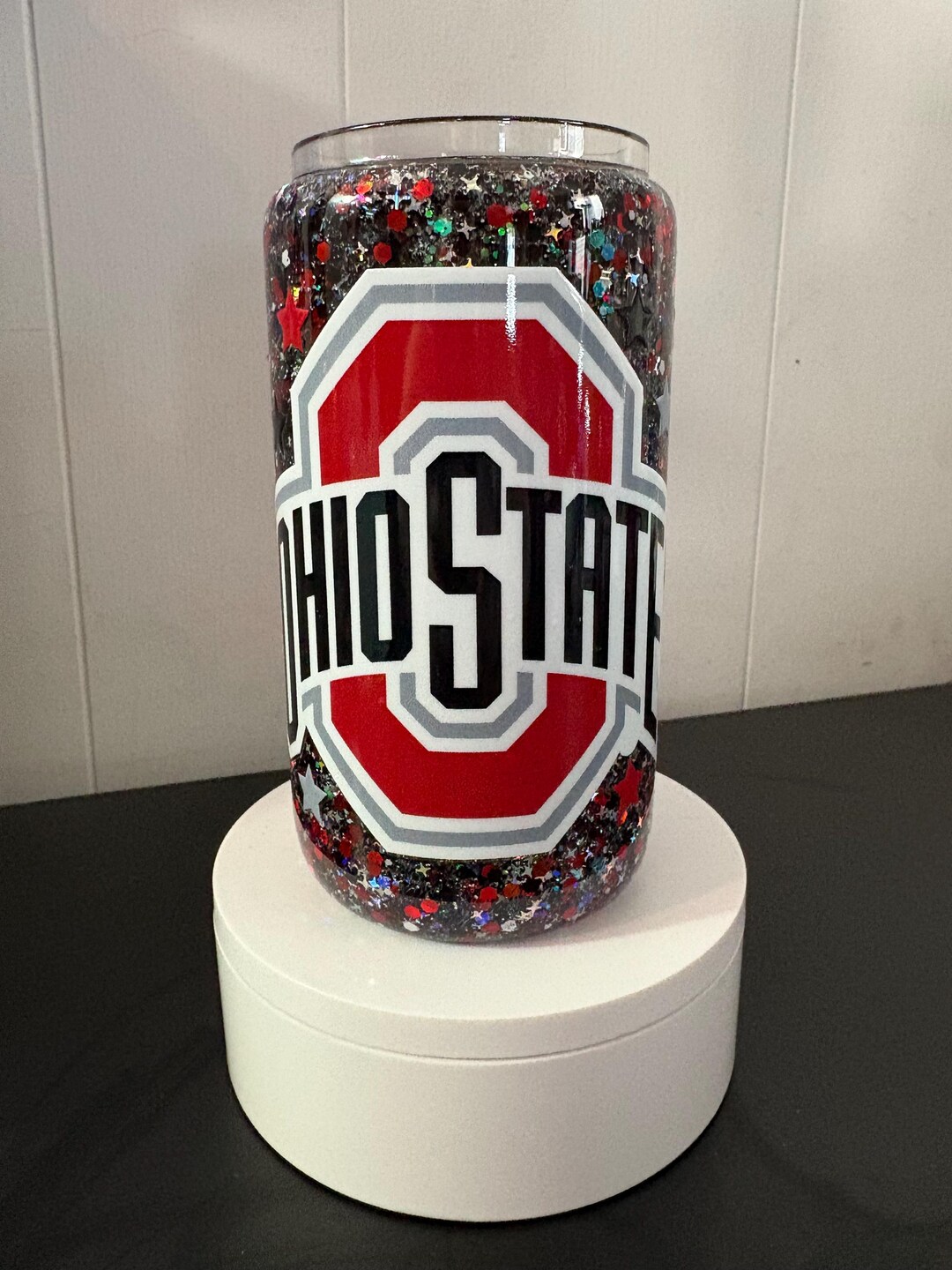 Ohio State Glitter Snowglobe Glass Cup, 16oz - Etsy