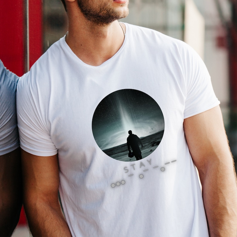 Interstellar Tshirt STAY Morse Code Mens Graphic Tee - Etsy