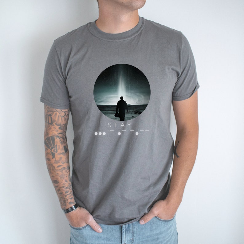 Interstellar Tshirt STAY Morse Code Mens Graphic Tee - Etsy