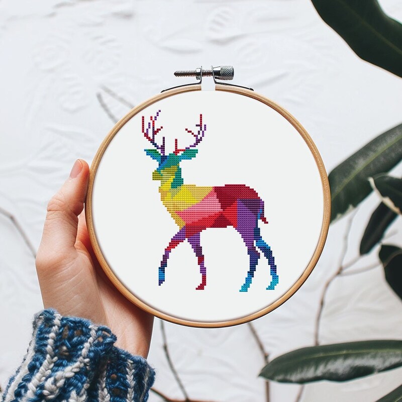 Geometric Deer - Etsy