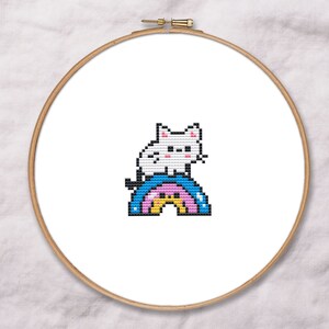 Mini Rainbow Cat Cross Stitch Pattern PDF - Small Cute Easy Modern ...