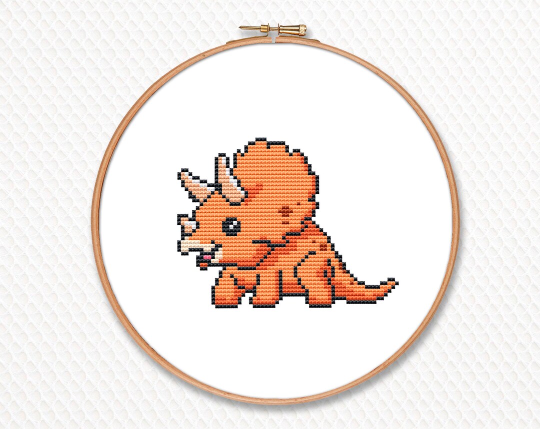 Small Dinosaur Cross Stitch Pattern PDF Instant Download Triceratops ...