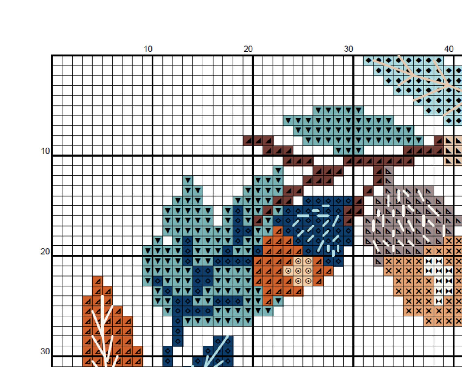 Acorn Wreath Cross Stitch Pattern PDF - Modern Autumn Nature Counted ...