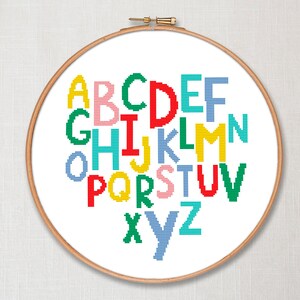School Alphabet Cross Stitch Pattern PDF - Kid Font Sampler Lettering ...