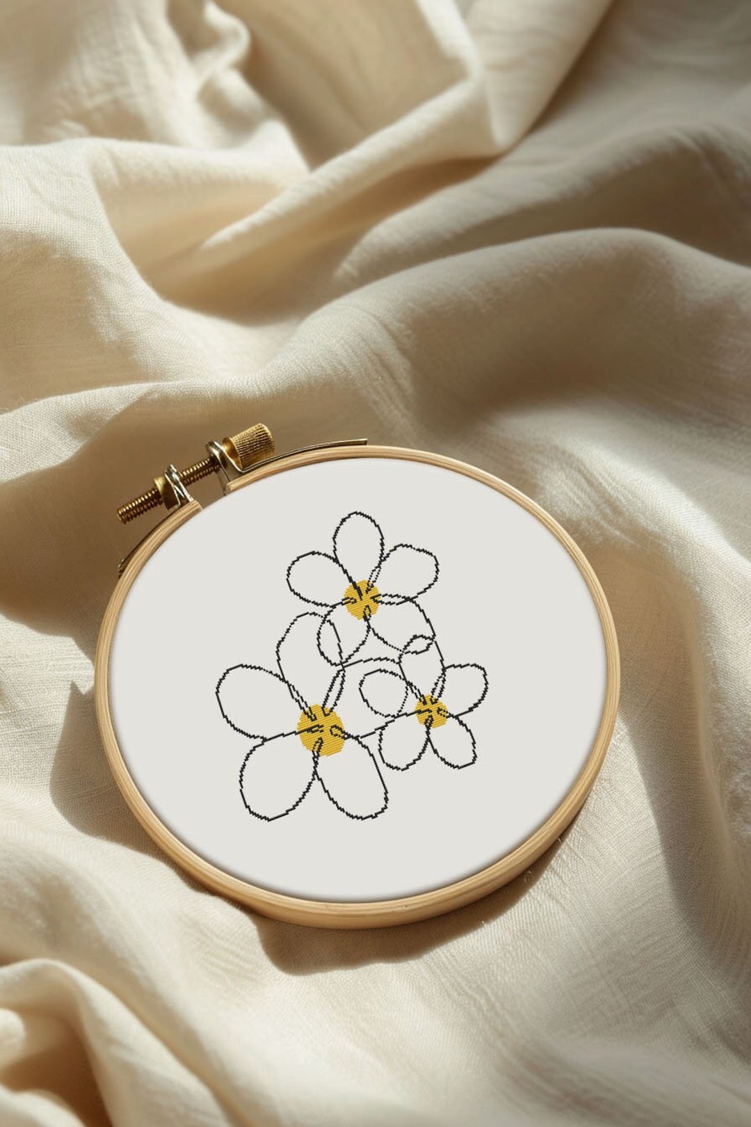 Modern Floral Cross Stitch Pattern PDF - Easy Simple Contour Nature ...