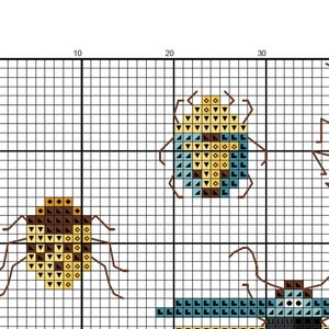 Mini Insect Cross Stitch Pattern PDF - Modern Insect Embroidery Beetle ...