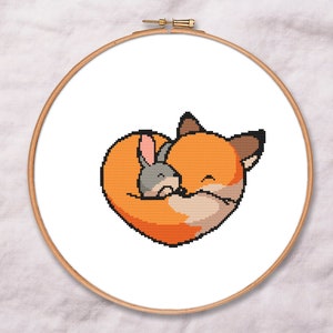 Fox and Bunny Cross Stitch Pattern PDF - Easter Rabbit Animal Easy ...