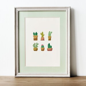 Tiny Plant Cross Stitch Pattern PDF - Cute Easy Cactus Small Plant ...