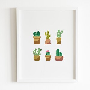 Tiny Plant Cross Stitch Pattern PDF - Cute Easy Cactus Small Plant ...