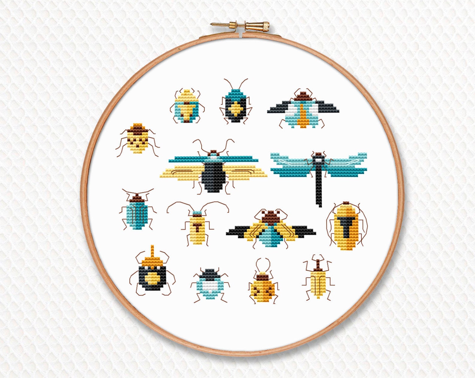 Mini Insect Cross Stitch Pattern PDF - Modern Insect Embroidery Beetle ...