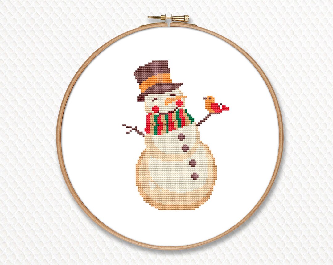 Retro Christmas Cross Stitch Pattern PDF Snowman Winter Xmas - Etsy