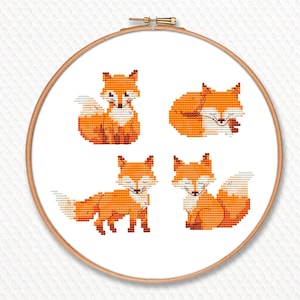 Cute Fox Cross Stitch Pattern PDF - Easy Animal Forest Woodland ...