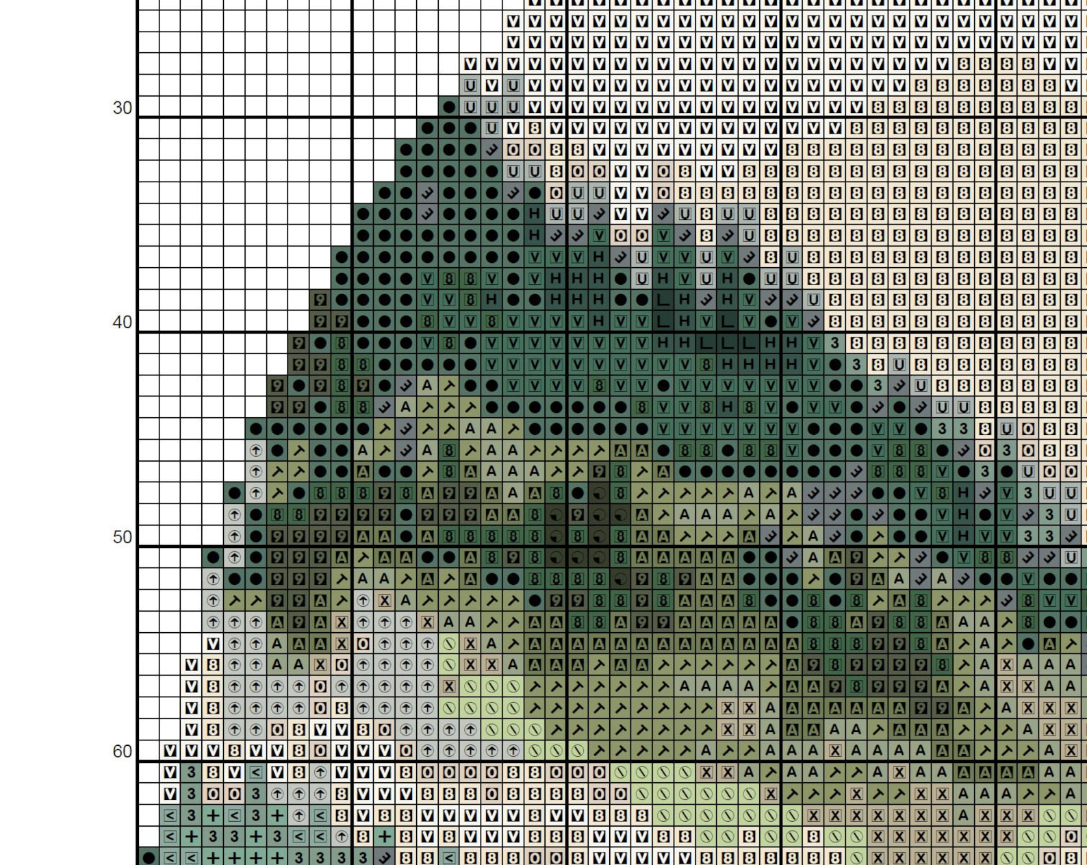 Summer Forest Cross Stitch Pattern PDF Mountain Landscape Nature Large ...