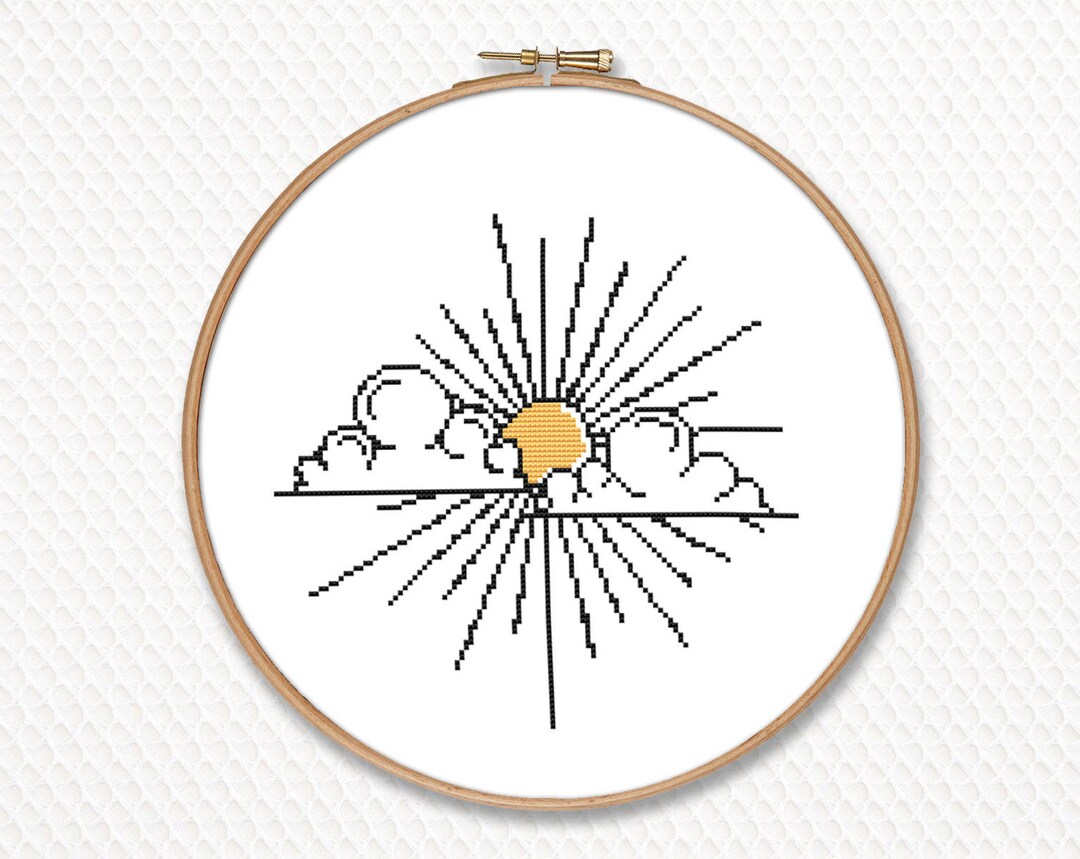 Sun Cloud Cross Stitch Pattern PDF Modern Easy Simple - Etsy
