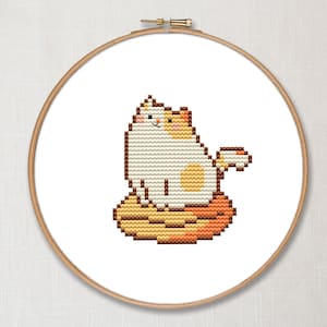 Tiny Cat Cross Stitch Pattern PDF - Beginner Funny Gift for Cat Lover ...