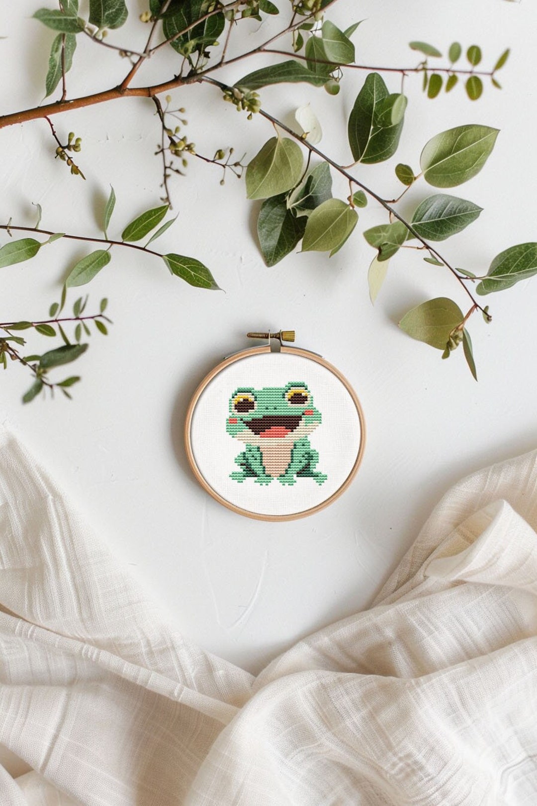 Mini Frog Cross Stitch Pattern PDF - Small Simple Easy Modern Kawaii ...