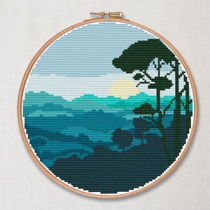 Round Landscape Cross Stitch Pattern PDF Instant Download Nature ...