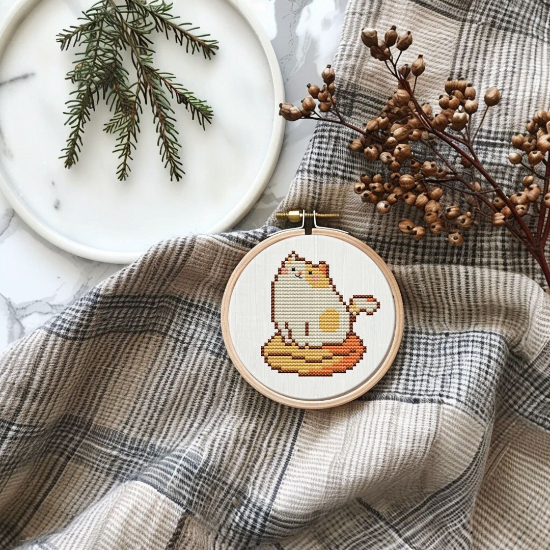 Tiny Cat Cross Stitch Pattern PDF - Beginner Funny Gift for Cat Lover ...