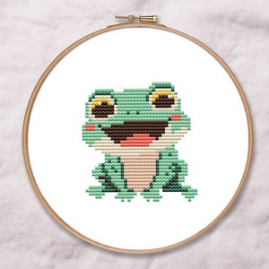 Mini Frog Cross Stitch Pattern PDF - Small Simple Easy Modern Kawaii ...