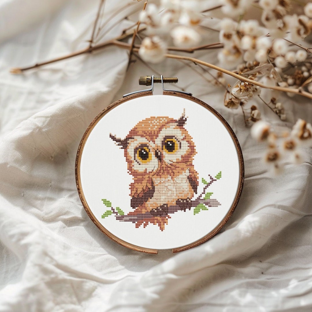 Cute Owl Cross Stitch Pattern PDF - Woodland Bird Nature Cottagecore ...