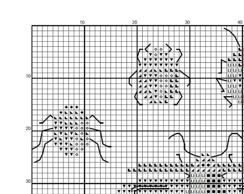 Mini Insect Cross Stitch Pattern PDF - Modern Insect Embroidery Beetle ...