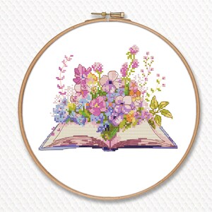 Open Book Cross Stitch Pattern PDF - Teacher Gift Book Lovers Gifts ...