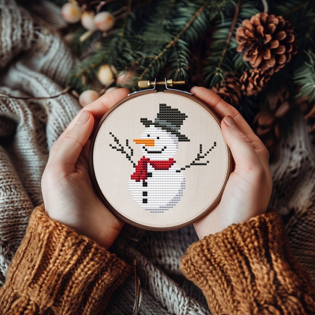 Christmas Decor Cross Stitch Pattern PDF - Snowman Simple Easy Holiday ...