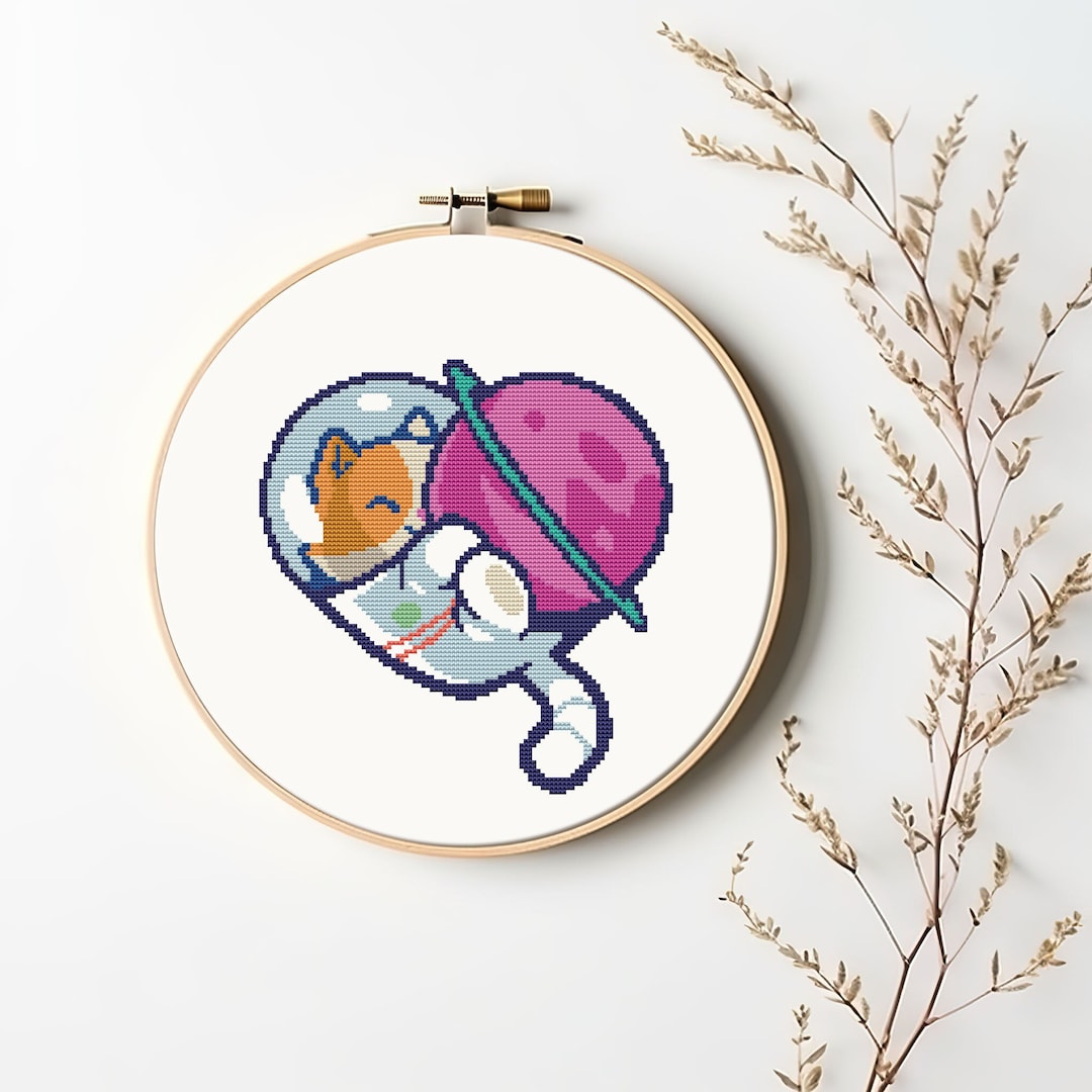 Astronaut Cat Cross Stitch Pattern PDF - Instant Download - Space Love ...