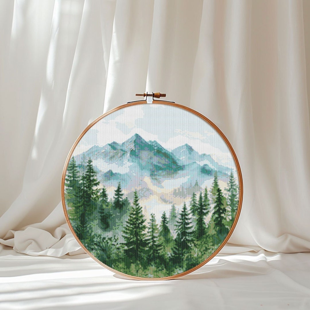 Alps Mountains Cross Stitch Pattern PDF - Large Landscape Modern Nature ...