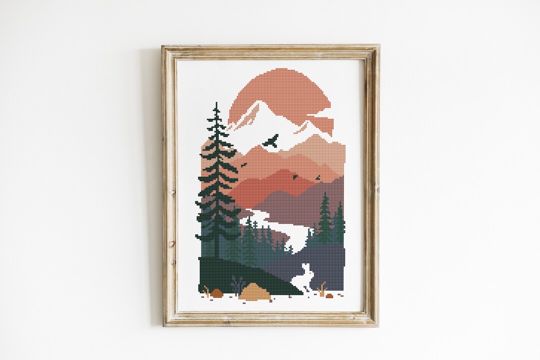 Modern Landscape Cross Stitch Pattern PDF - Instant Download ...